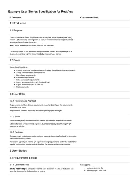 ReqView / Volere Requirements Specification Template | PDF