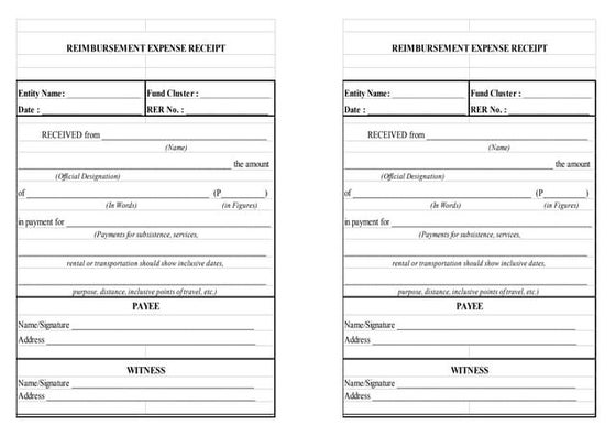 Reimbursement Expense Receipt Form | DOC