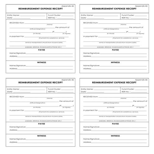 Reimbursement Expense Receipt Form | DOC