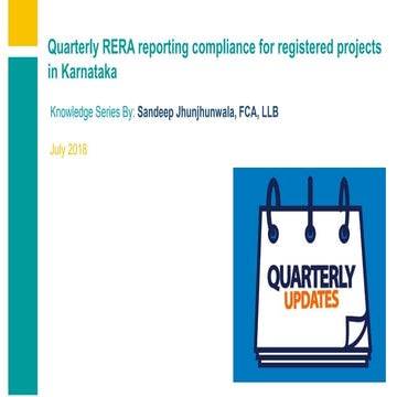 RERA - Quarterly update compliance - Karnataka - Sandeep Jhunjhunwala | PDF