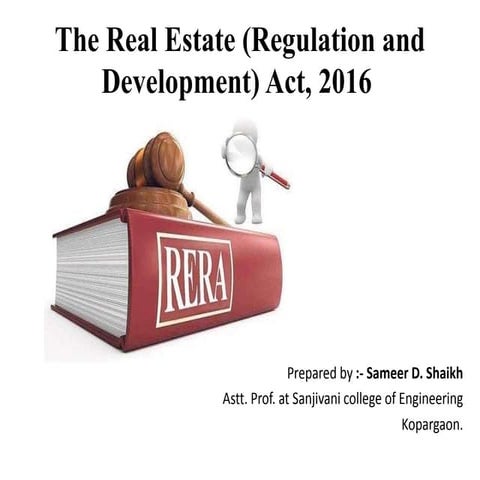 Maharashtra Real Estate and Regulatory Act 2016 | PPTX