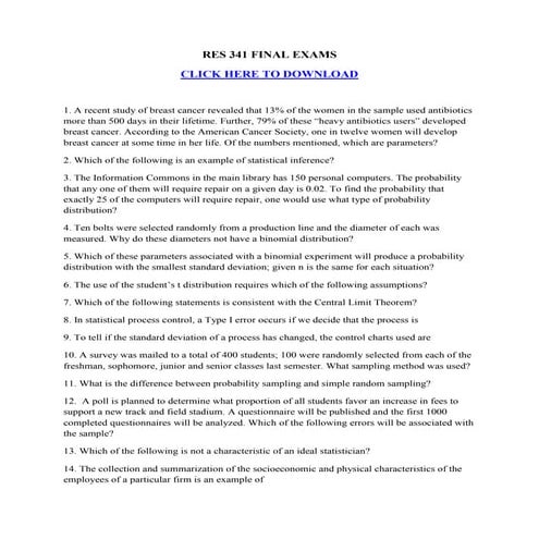 Res 341 final exams | DOCX | Physics | Science
