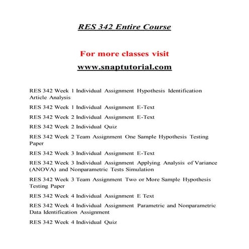 RES 342 Massive Success / snaptutorial.com