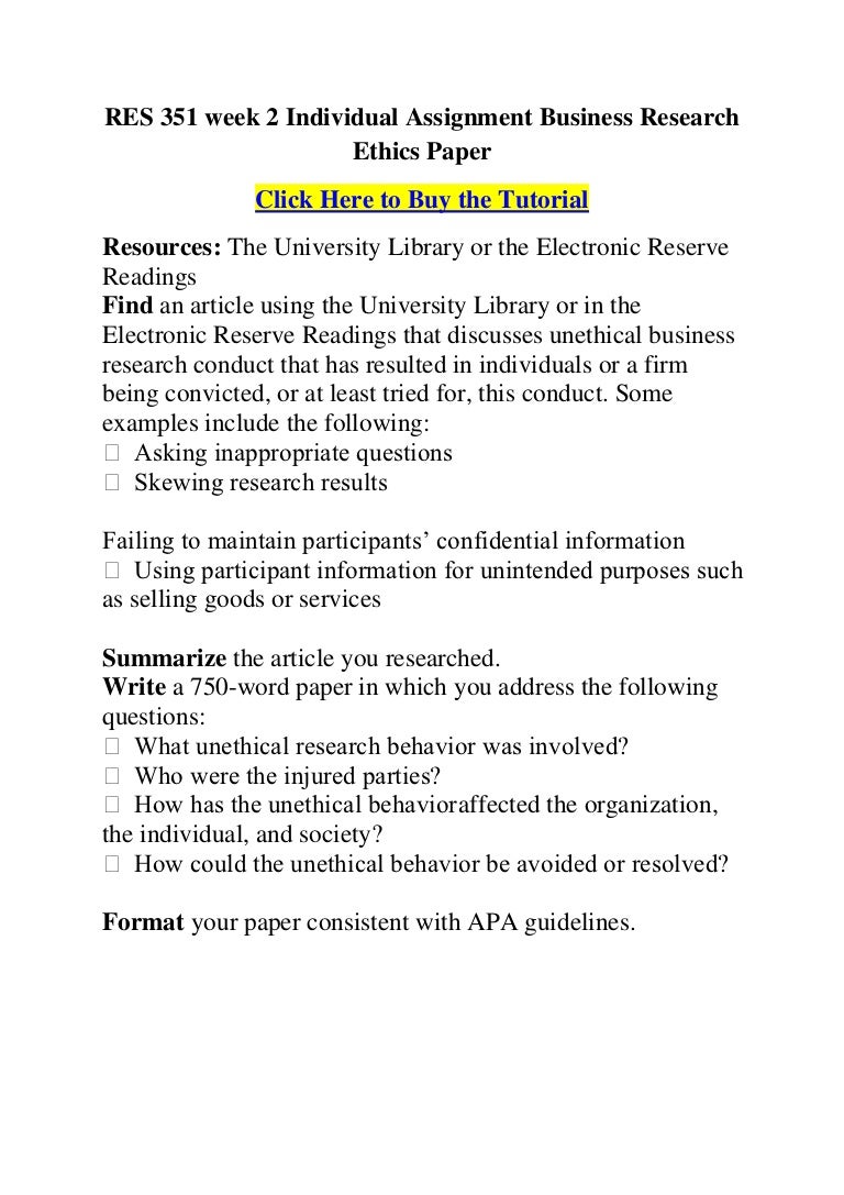 Res 351 Week 2 Individual Assignment Business Research Ethics Paper res-351-week-2-individual-assignment-business-research-ethics-paper