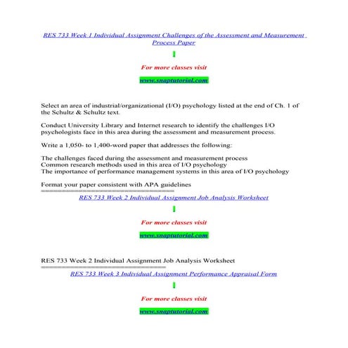 Res 733 Massive Success / snaptutorial.com