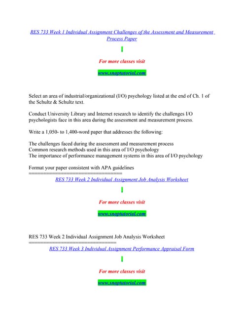 Res 741 Massive Success / snaptutorial.com