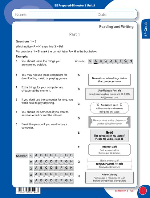 Ket reading and writing practice | PDF