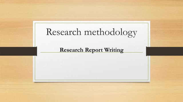 Research Report Writing | PPTX
