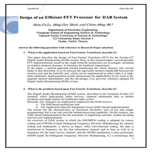 Design of an Efficient FFT Processor ffor DAB System | DOC