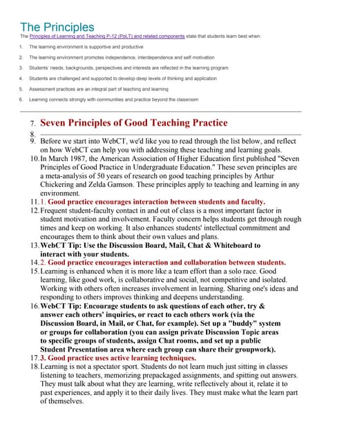Twelve principles of effective teaching and learning | DOCX ...
