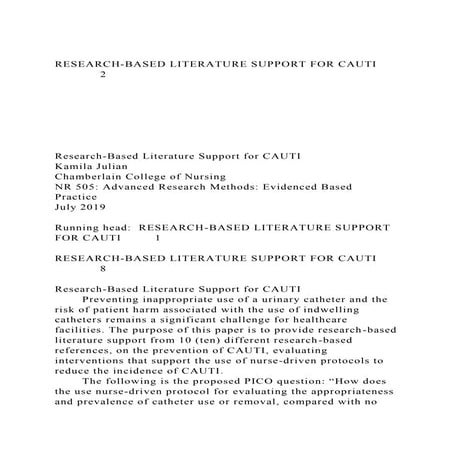 RESEARCH-BASED LITERATURE SUPPORT FOR CAUTI 2.docx | Parenting Babies ...