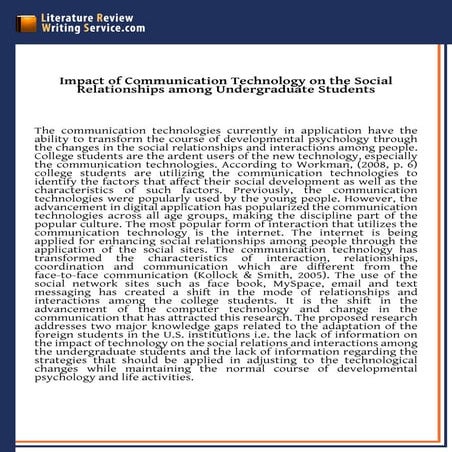 Research Literature Review Sample | PDF