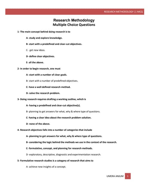 Research methodology notes | PDF