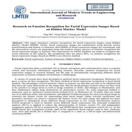Research on Emotion Recognition for Facial Expression Images Based on Hidden Markov Model | PDF ...