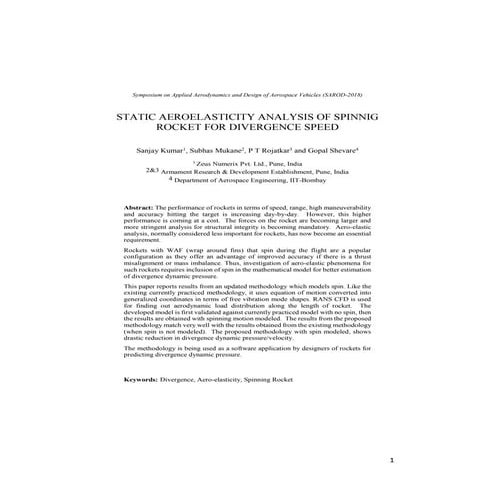 Static Aeroelasticity Analysis of Spinning Rocket for Divergence Speed ...