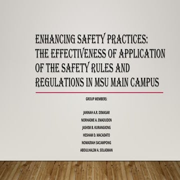 Enhancing safety practices the effectiveness of applications of the ...