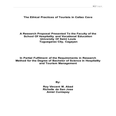 The Ethical Practices of Tourists in Callao Cave | DOCX