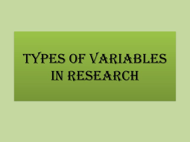 Types of Variables | PPT