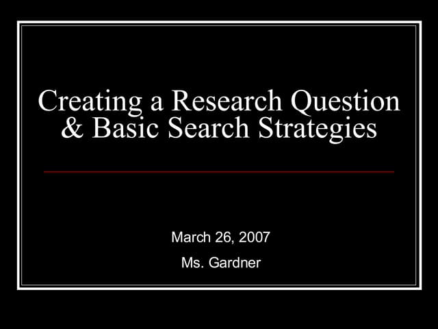 Research question presentation | PPTX