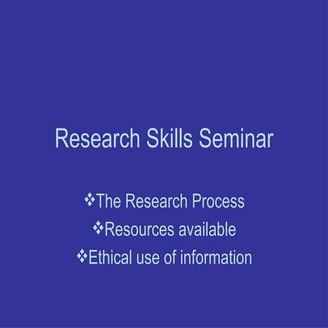 Research Skills Seminar | PPT | Education