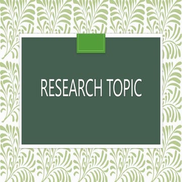 research topic to be avoided. POWERPOINT PRESNTATION | PPTX