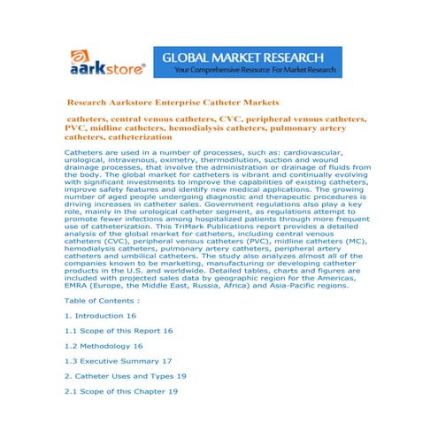 Research aarkstore enterprise catheter markets | DOC | Heart and Cardiovascular Diseases ...