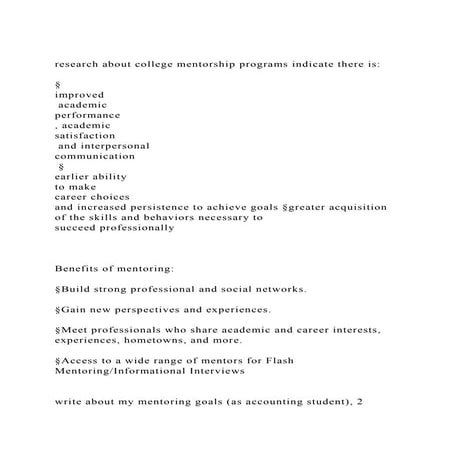 research about college mentorship programs indicate there is§.docx