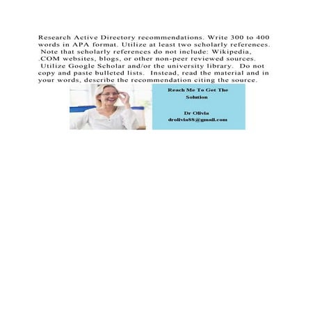 Research Active Directory recommendations. Write 300 to 400 words in.docx