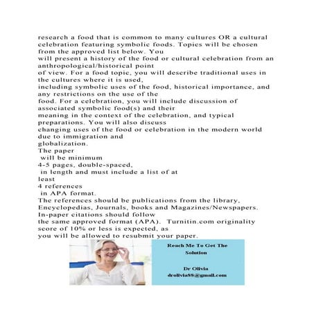 Assignment Cultural analysis recipe and report. Three to five pag.docx