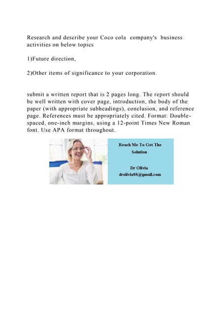 Research and then describe your companys primary business activit.docx