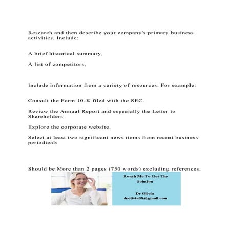 Research and then describe your companys primary business activit.docx