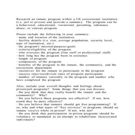 Research an inmate program within a us correctional institution (i | PDF