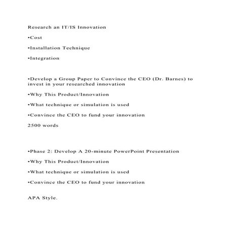 Research an ITIS Innovation•Cost•Installation Technique.docx