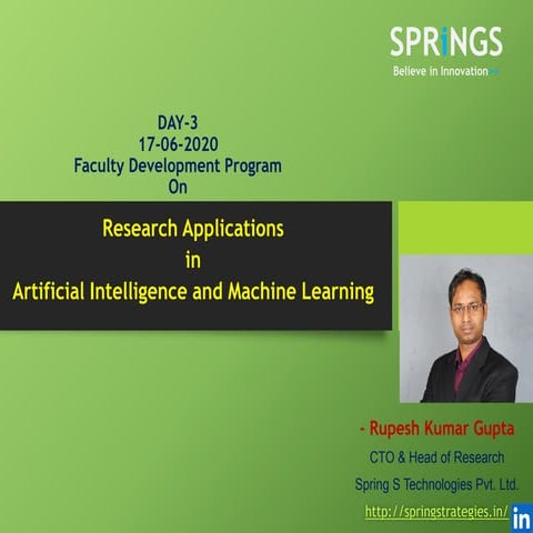 Research Applications in Artificial Intelligence and Machine Learning | PPT