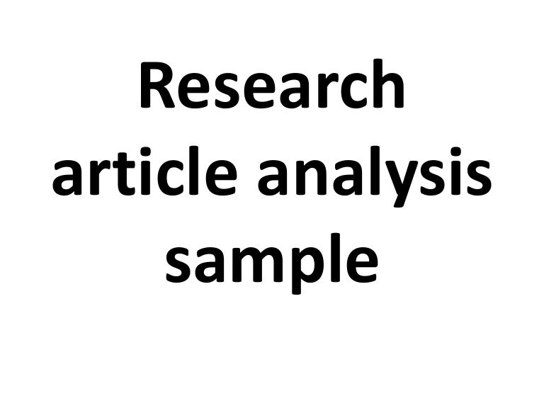 Research Article Analysis Sample research-article-analysis-sample