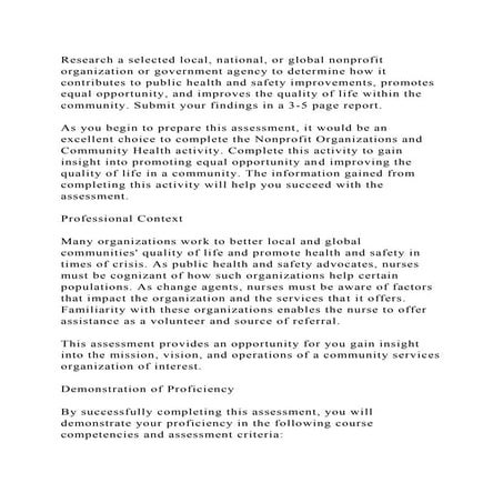 Research a selected local, national, or global nonprofit organizatio.docx