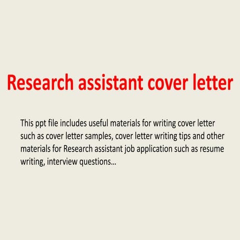 Research assistant cover letter | PPT