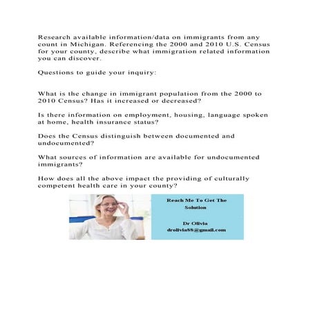 Research available informationdata on immigrants from any count in .docx