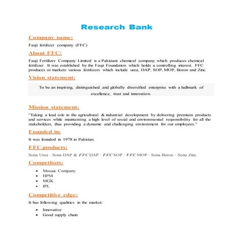 Fauji Fertilizer Corporation | PPTX