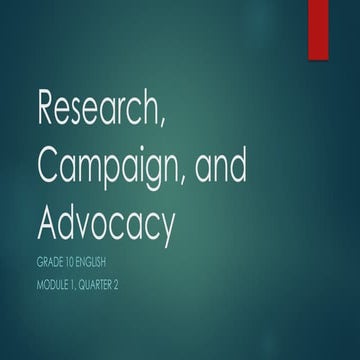 Research, Campaign, and Advocacy-English 10 | PPTX