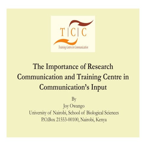RESEARCH COMMUNICATION AND TCC FOR WARIMA WORKSHOP | PPT