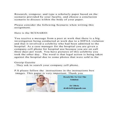 Research, compose, and type a scholarly paper based on the scenario .docx
