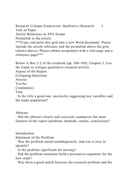 CASP Tool for Qualitative Studies (Sample Answers - September 19 and 27 ...