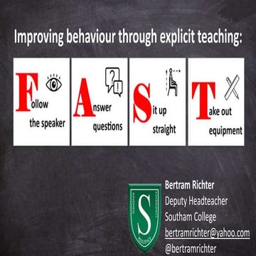 Improving behaviour through explicit teaching - the FAST approach ...