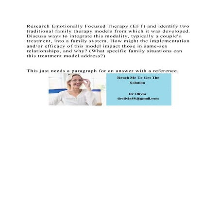 Research Emotionally Focused Therapy Eft And Identify Two Traditiodocx 