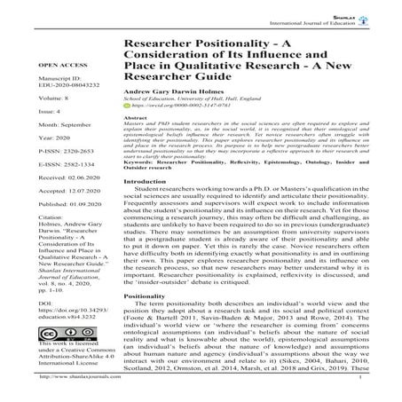 Researcher positionality | PDF