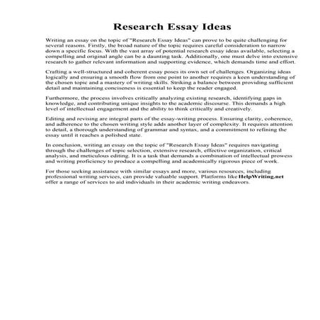 Research Essay Ideas. Good and interesting argumentative essay topics ...