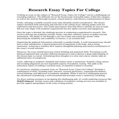 Research Essay Topics For College | PDF