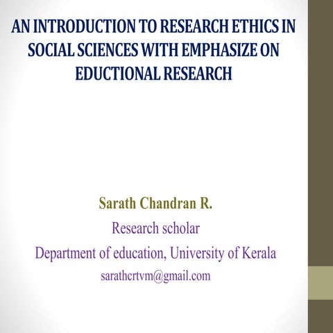 AN INTRODUCTION TO RESEARCH ETHICS IN SOCIAL SCIENCES WITH EMPHASIZE ON ...