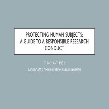Research Ethics: Protecting Human Subjects | PPT